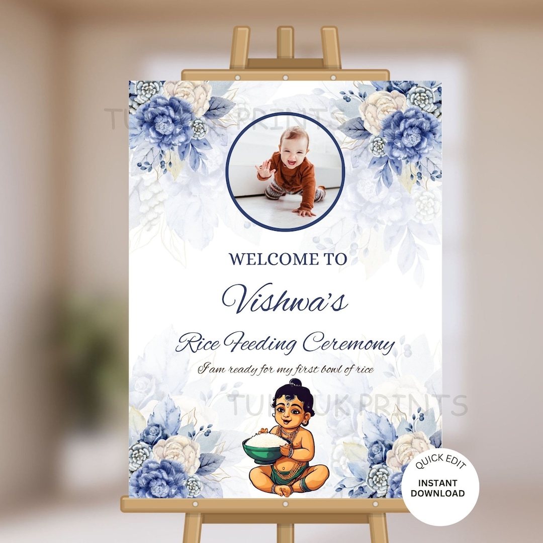 First Rice Feeding Ceremony Editable Welcome Sign , Annaprasan Sign ...
