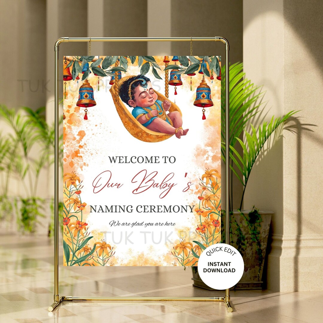 Naming Ceremony Welcome Sign , Cradle Ceremony Sign, Baby Naming ...