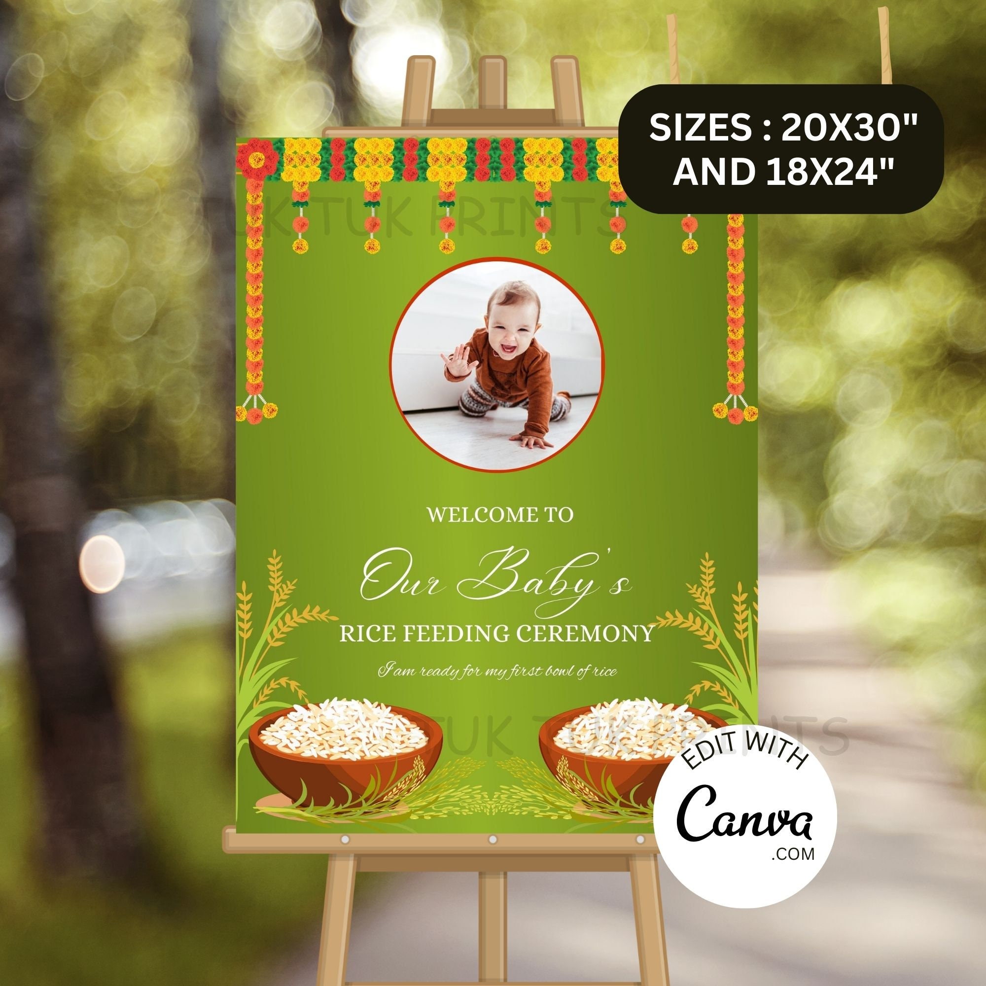 Baby First Rice Feeding Ceremony Editable Welcome Sign , Annaprasan ...