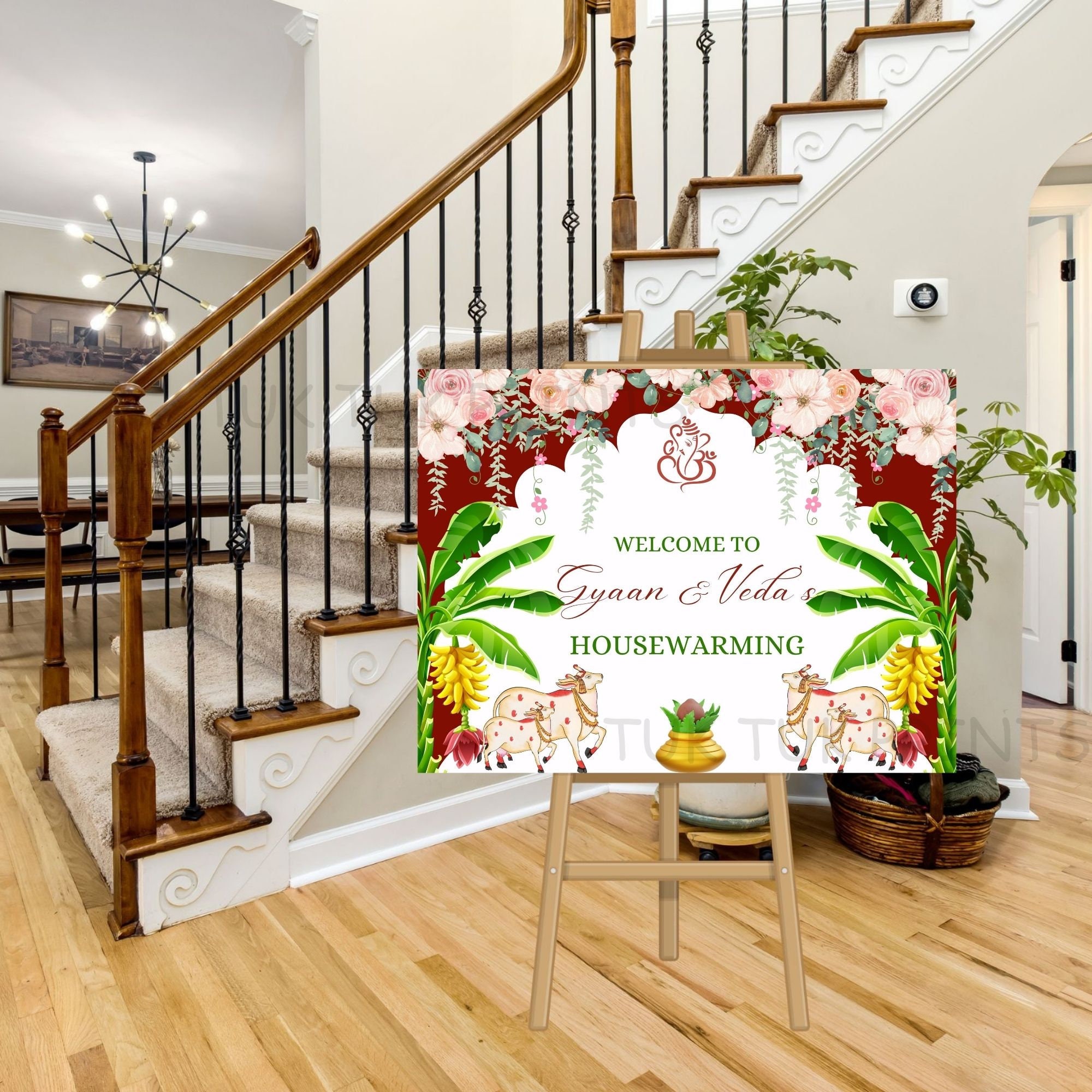 Indian Housewarming Pichwai Sign, Gruhapravesha Sign, Griha Pravesha ...