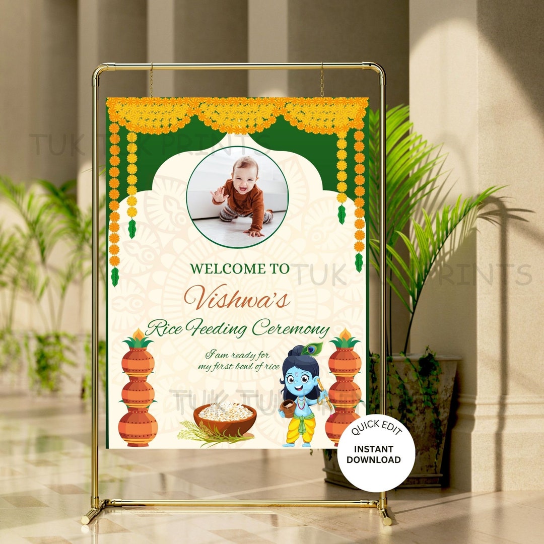 Pasni Ceremony Welcome Sign, Rice Feeding Ceremony Welcome Sign ...