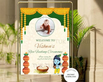 Editable First Rice Feeding Ceremony Welcome Sign , Annaprasan Sign ...