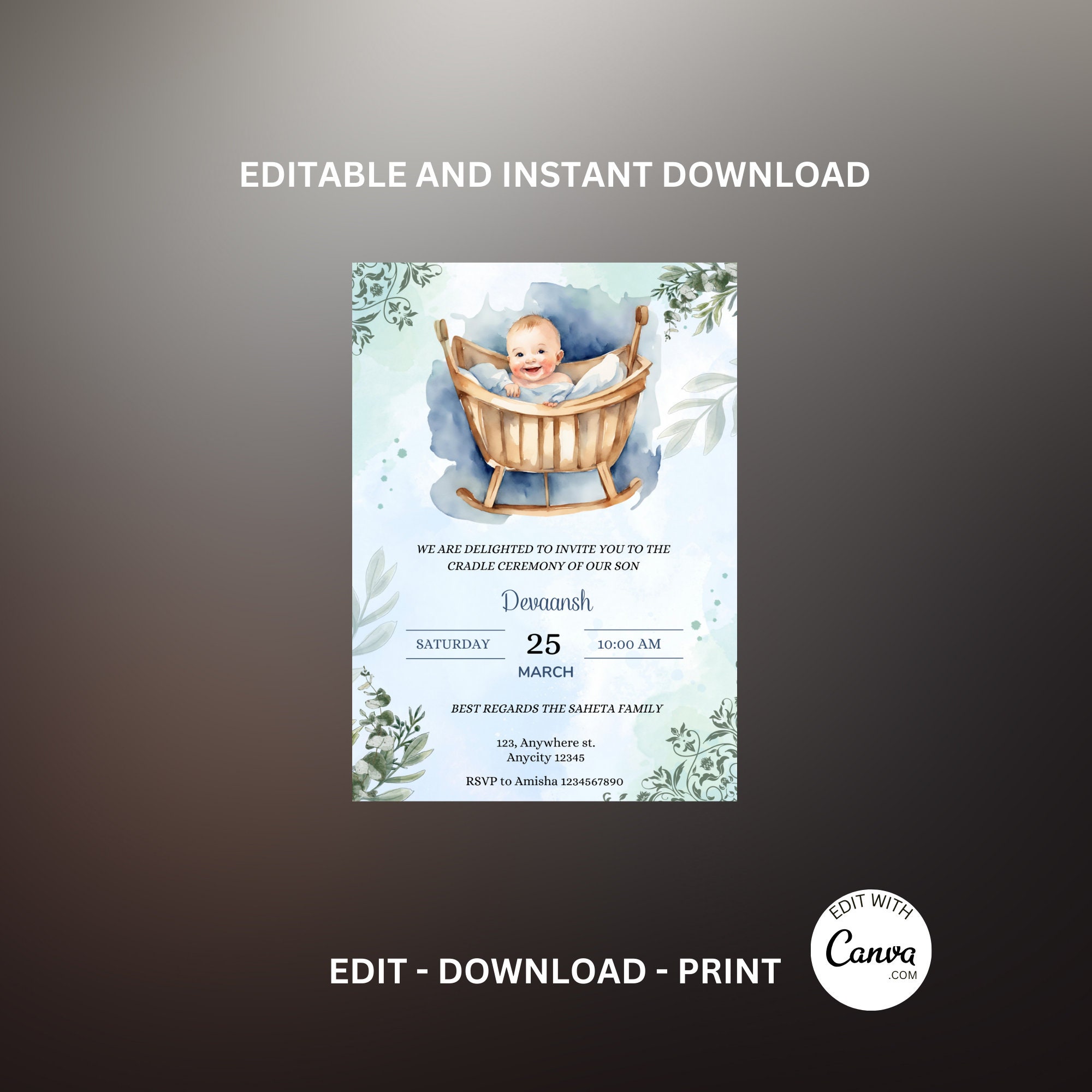 Baby Cradle Ceremony Invite, Naming Ceremony Invites, Cradle Invite ...