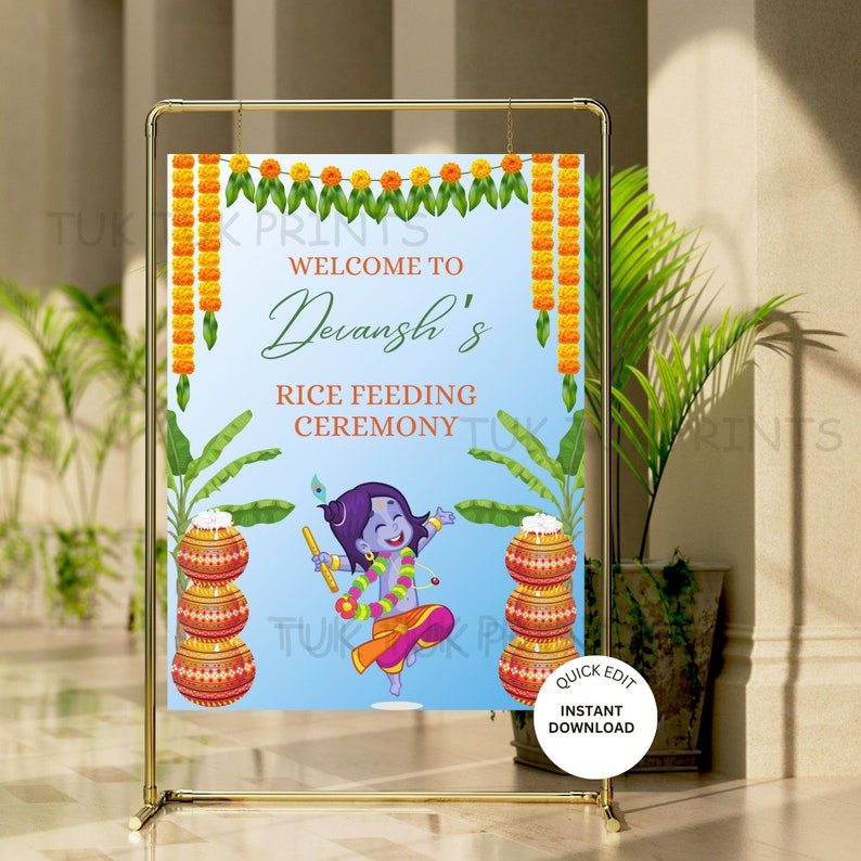 First Rice Feeding Ceremony Editable Welcome Sign , Annaprasan Sign ...