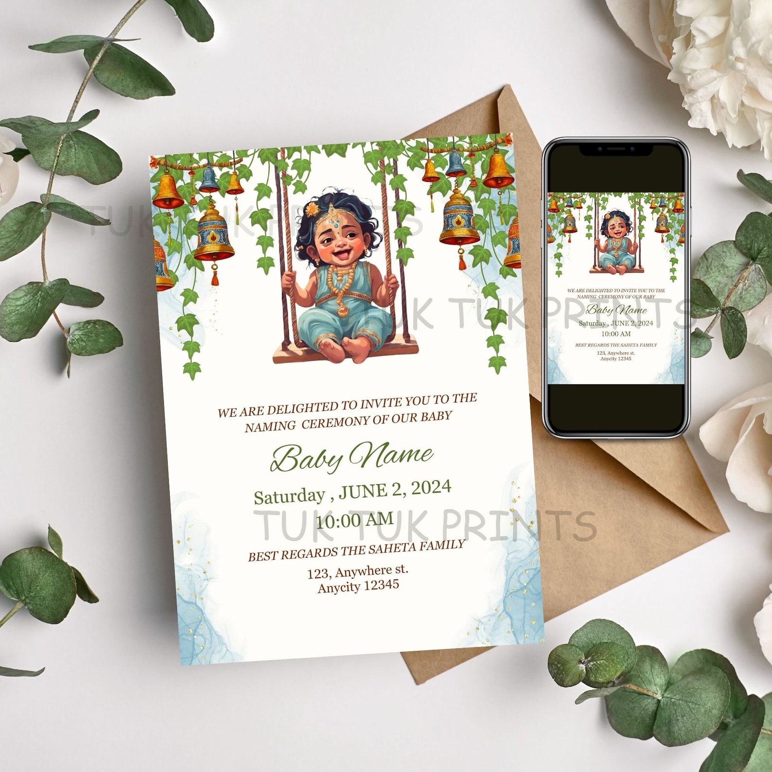 Editable Naming Ceremony Invite, Cradle Ceremony Invite Template ...