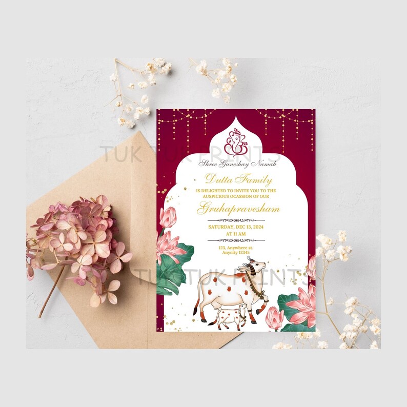 Pichwai Indian Housewarming Invite, Gruhapravesham Invite, Housewarming ...