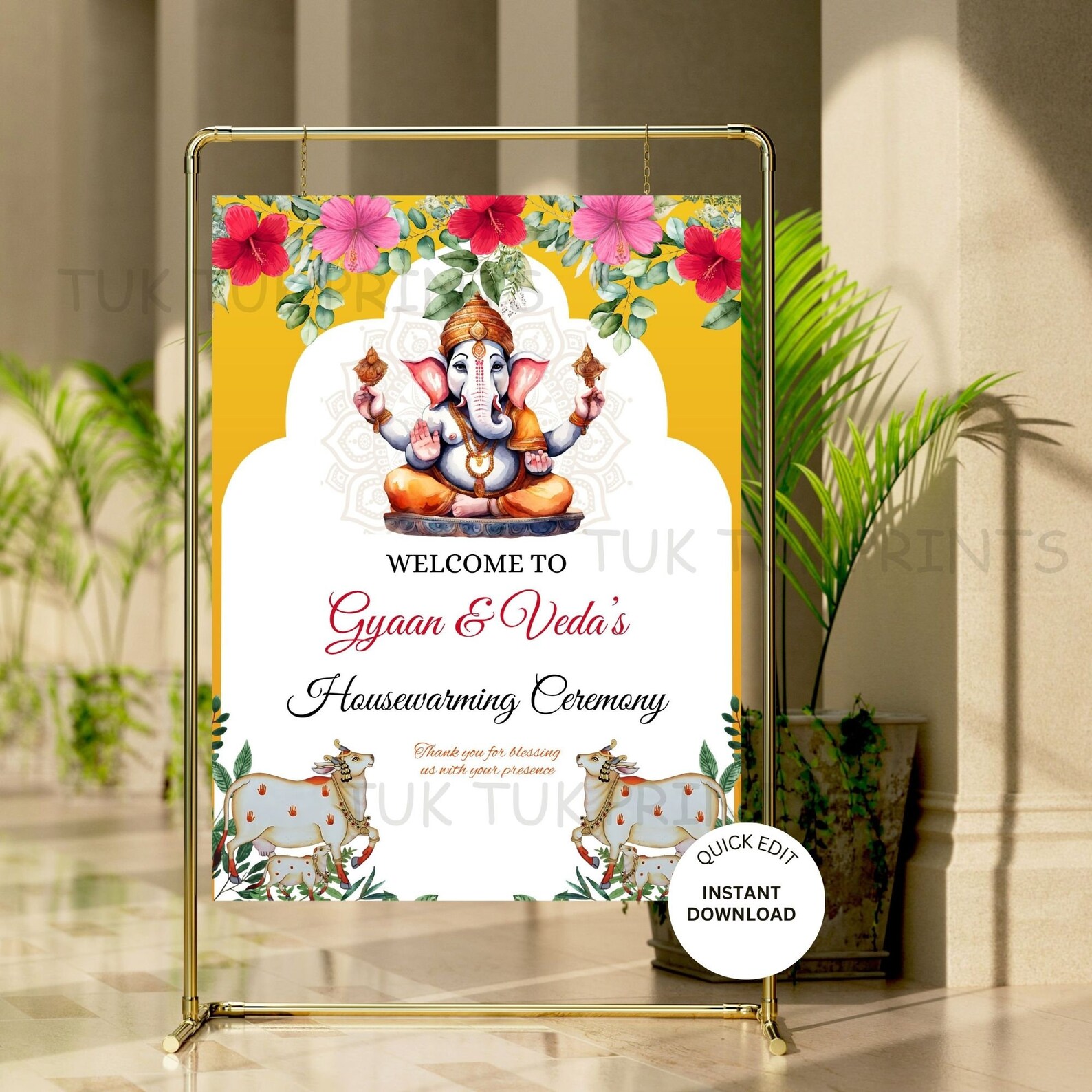 Indian Housewarming Ganesha Sign, Gruhapravesha Sign, Griha Pravesha ...