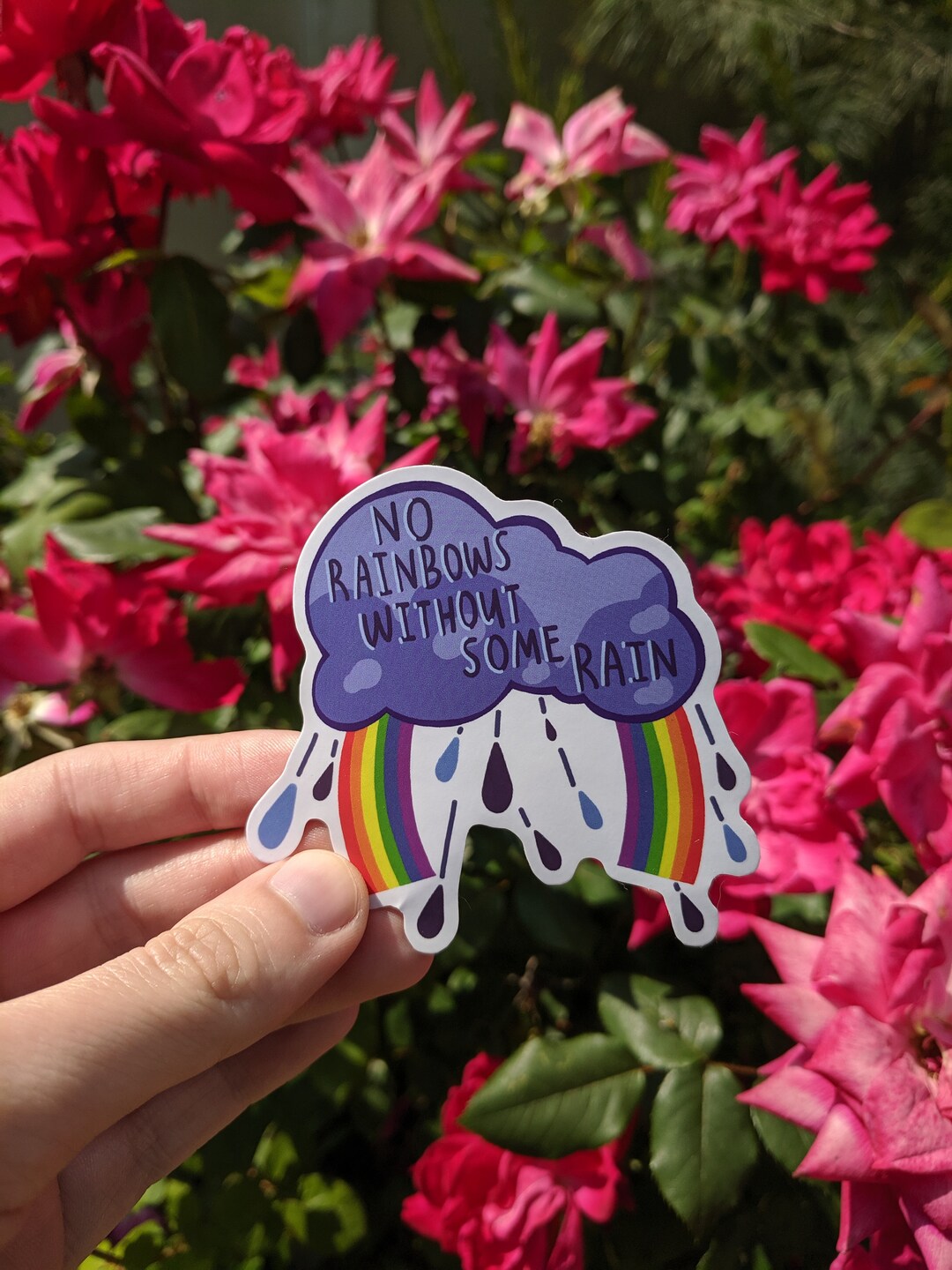 No Rainbows Without Some Rain Sticker - Etsy
