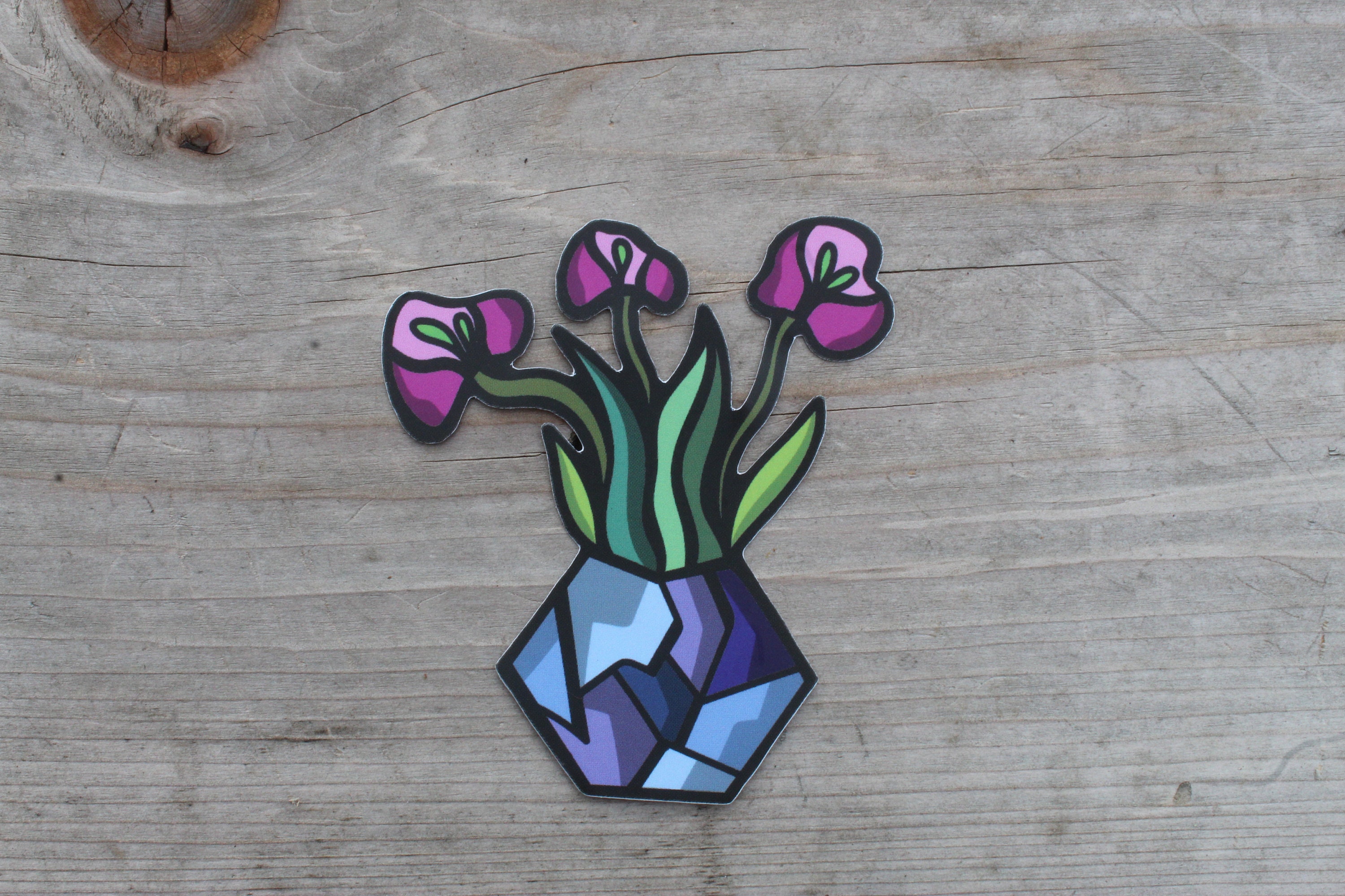 Geometric Flower Vase Sticker - Etsy