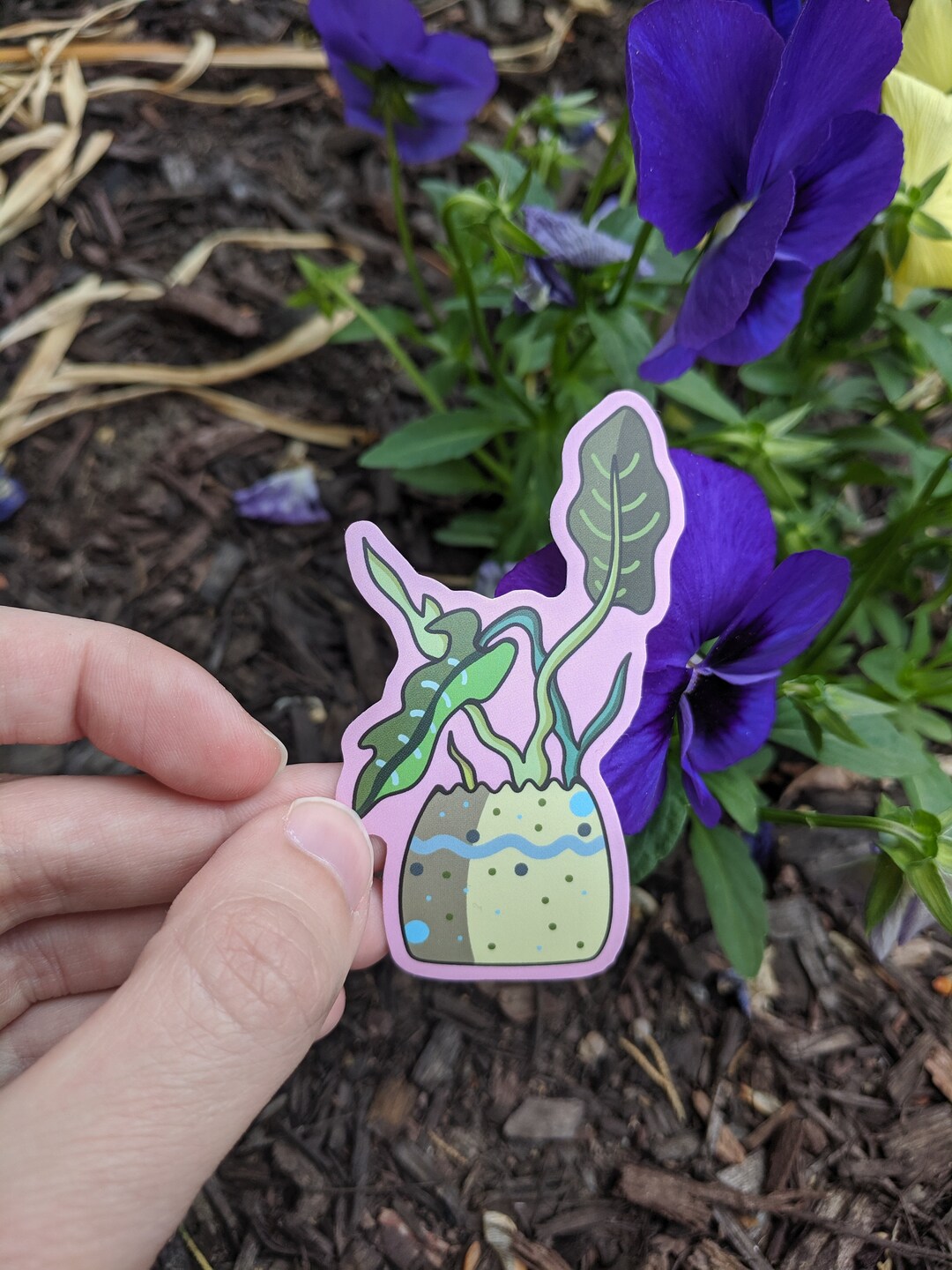 Pink Potted Plant Sticker - Etsy