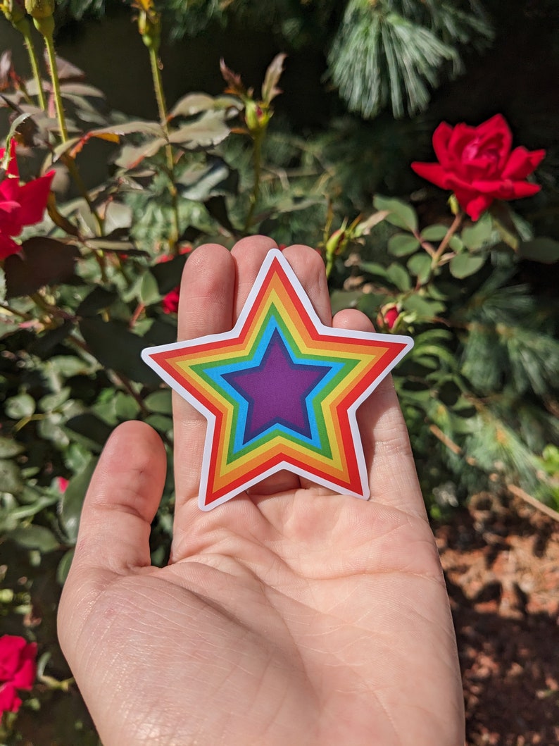 Rainbow Star Sticker - Etsy