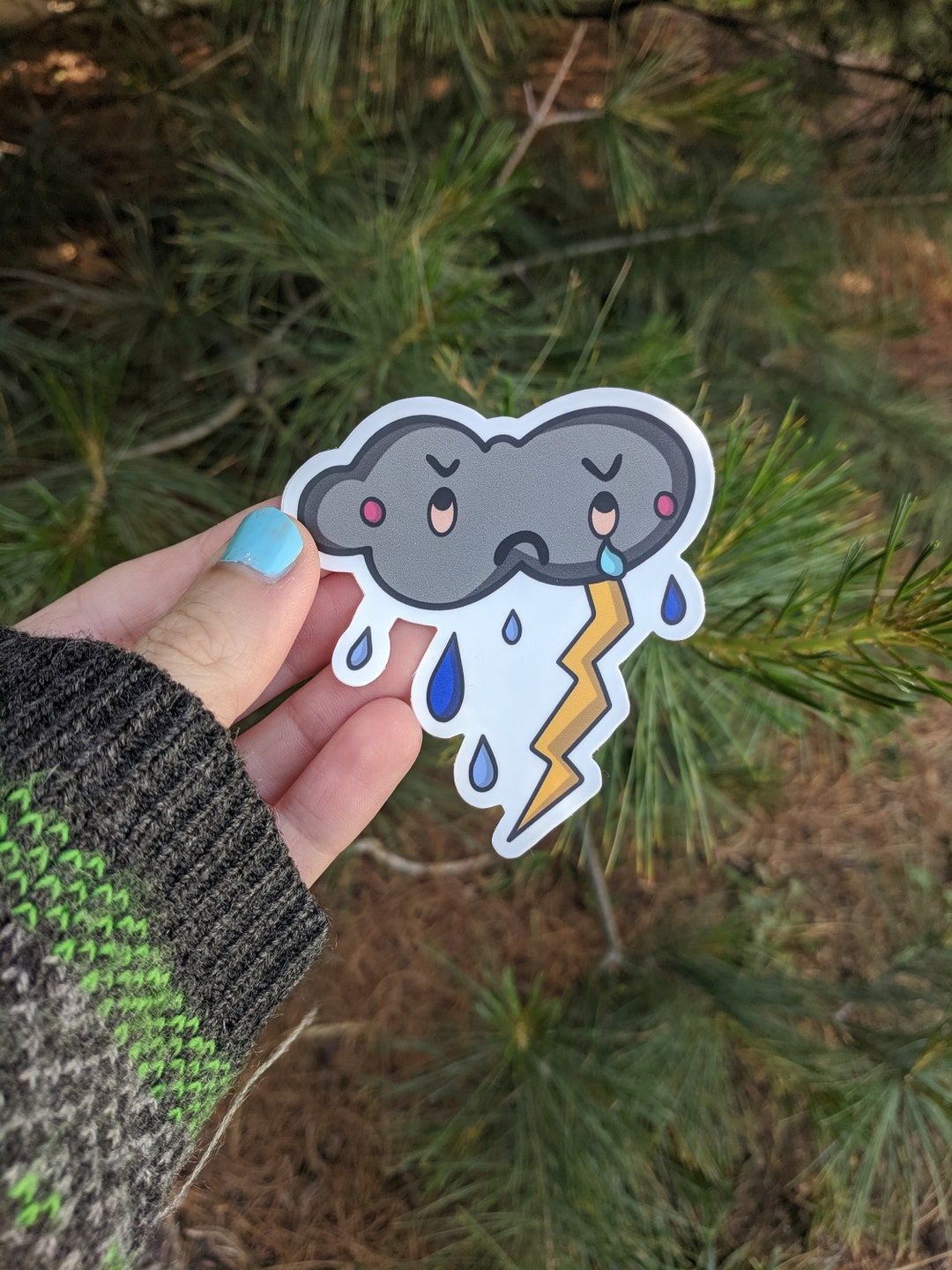 Sad Thundercloud Sticker - Etsy