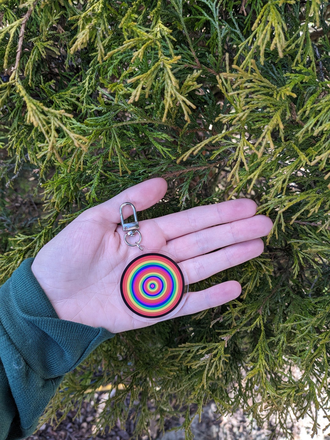Rainbow Circle Small Acrylic Keychain Subtle Pride Keychain Bag ...