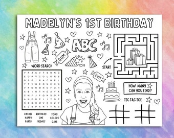 Ms Rachel Birthday Party Coloring Page Editable Miss Rachel Placemat ...