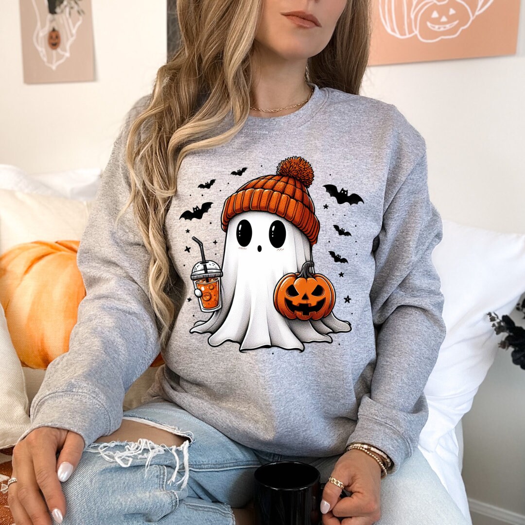 Cute Ghost Sweatshirt, Spooky Season Sweatshirt, Halloween Season ...