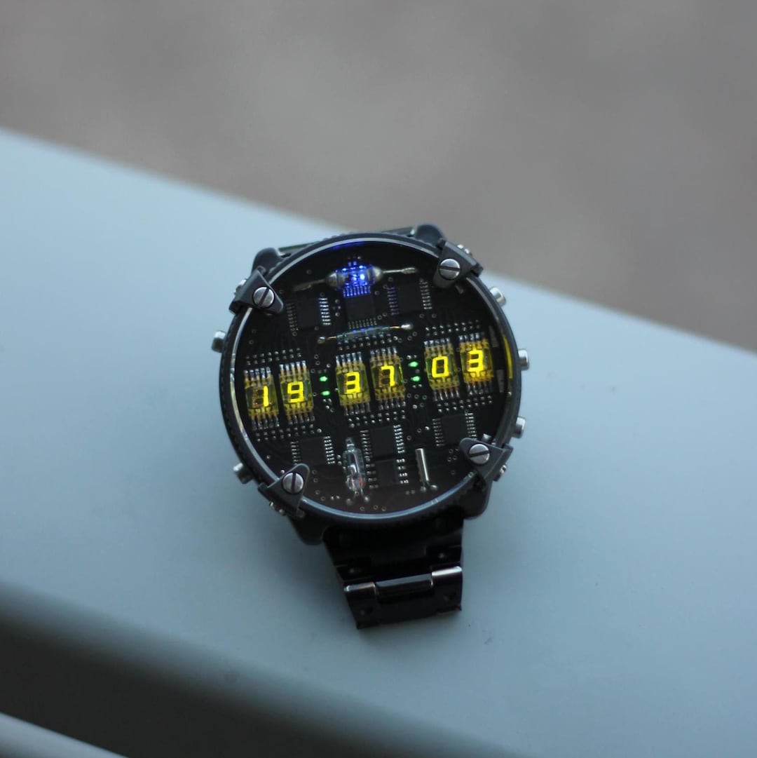 Nixie Watch, Handmade Zirconium Matrix Watch, With Accelerometer and Wi ...