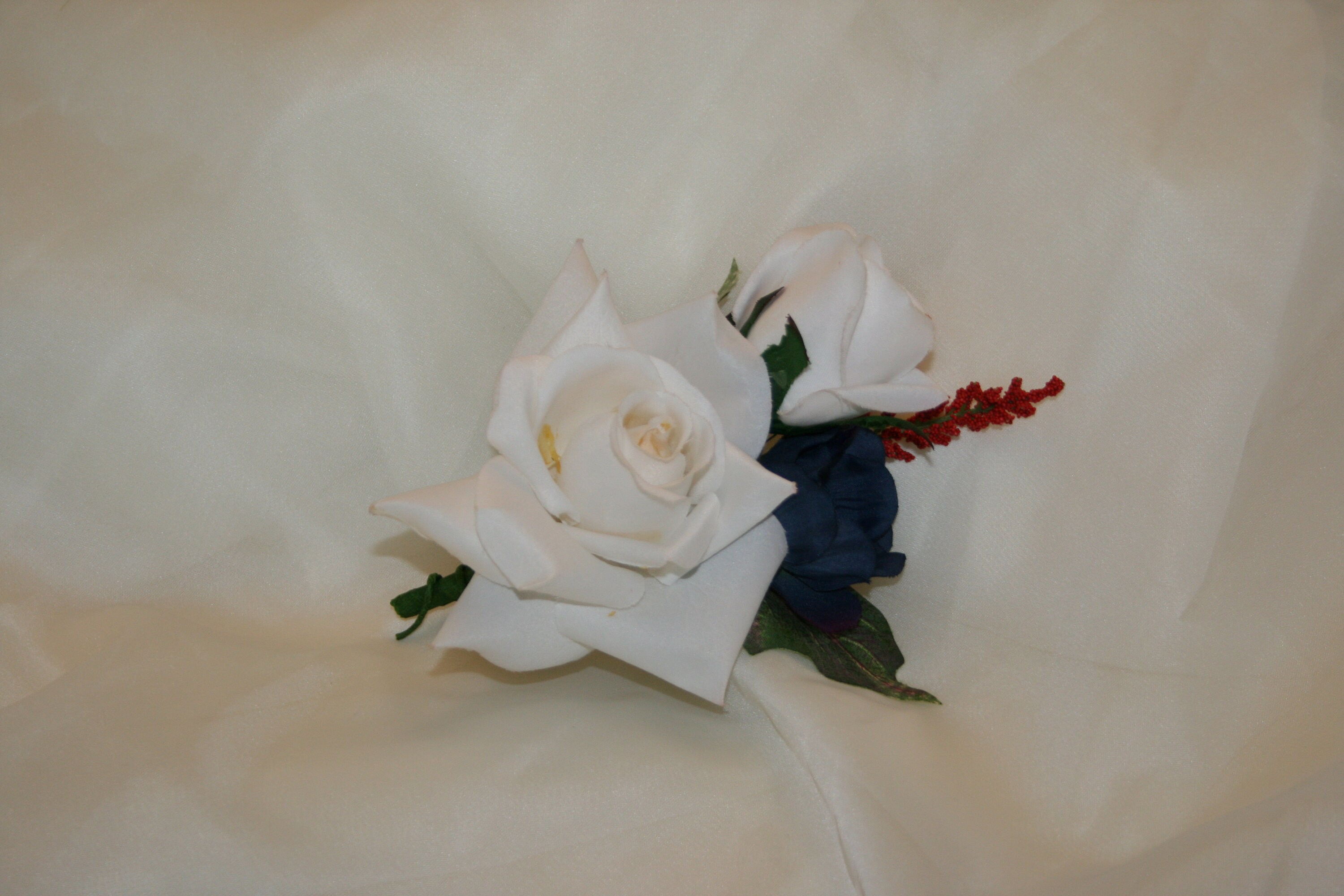 Realistic, Patriotic Red White Navy Blue Pin-on Corsage for Weddings ...