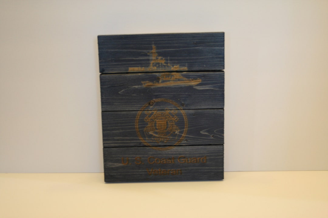 Rustic Wood Patriotic Military Man Cave US Coast Guard Veteran Sign ...