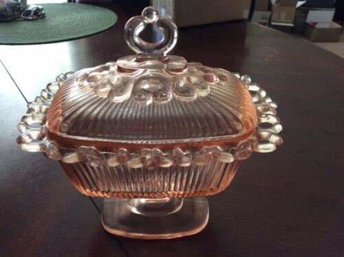 Beautiful Vintage and Ornate Laced Edge Indiana Glass Rectangle ...