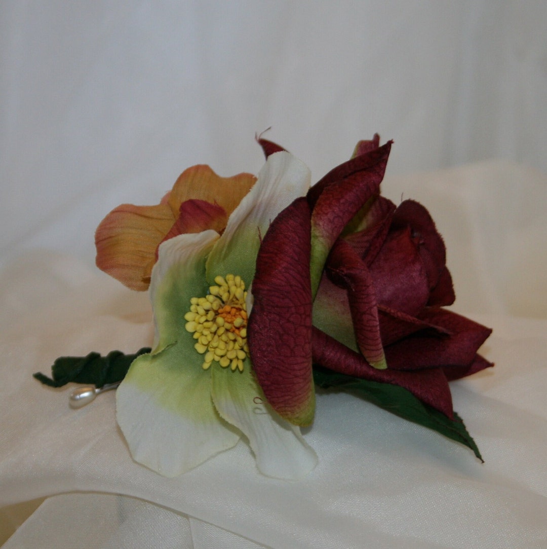 Set of 4 Realistic Pin-on Silk Rose Wedding or Special Occasion ...