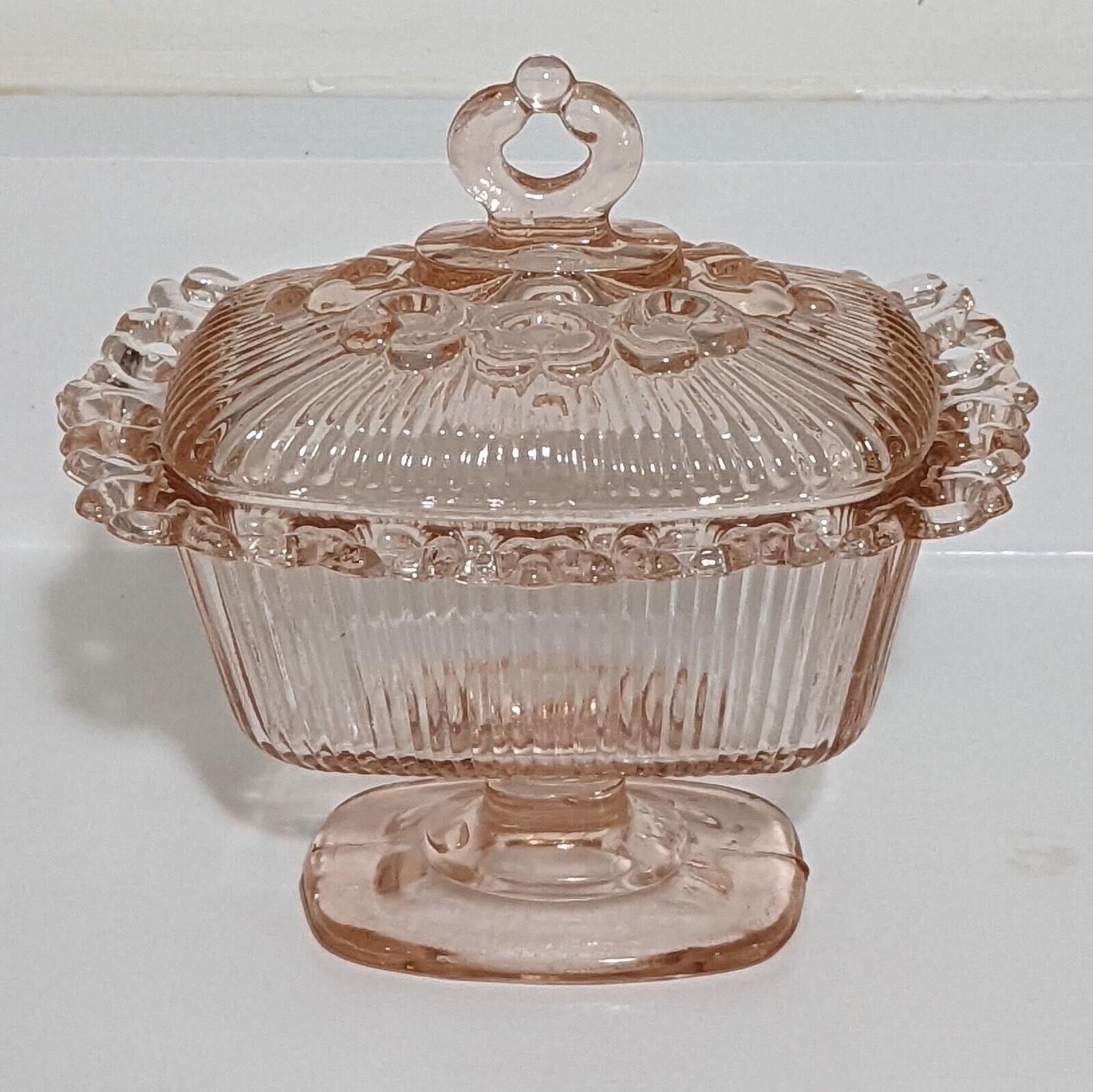 Beautiful Vintage and Ornate Laced Edge Indiana Glass Rectangle ...