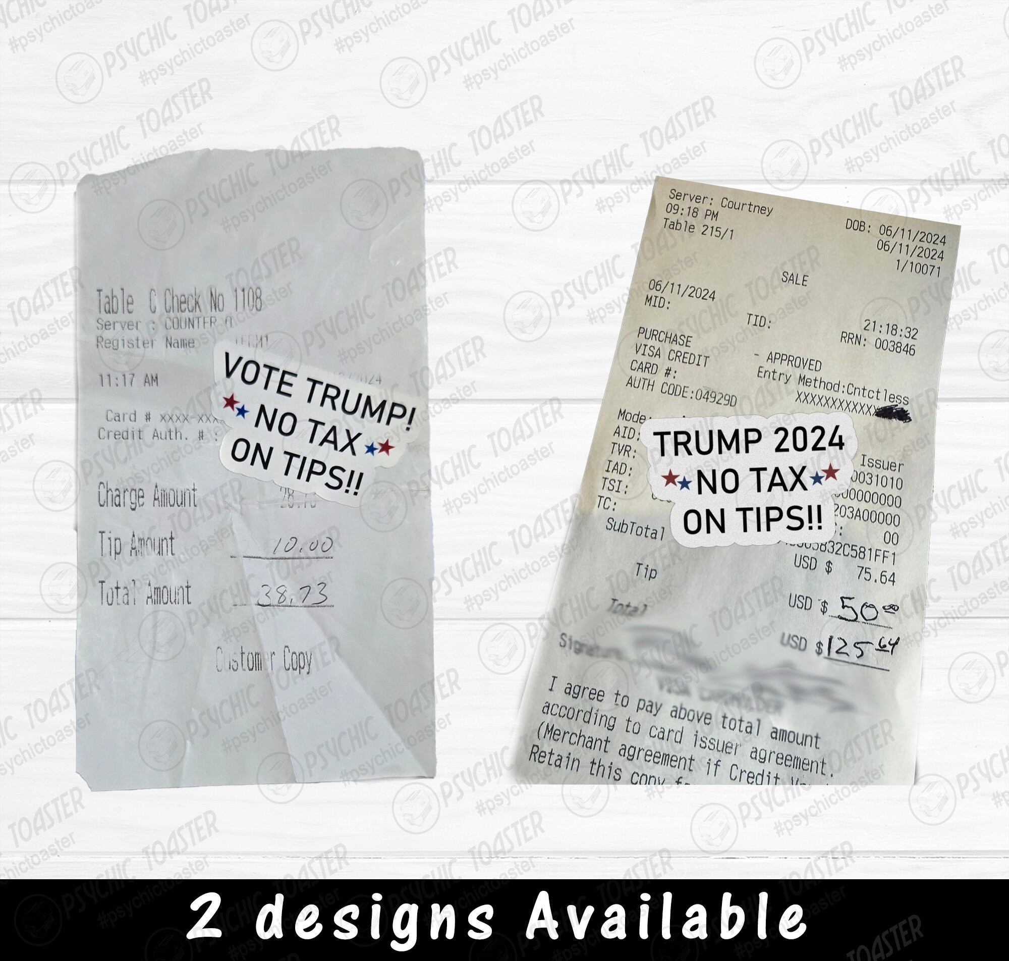 Trump 2024, No TAX on Tips Receipt Decal Stickers, Vinyl, Vote Trump - Etsy