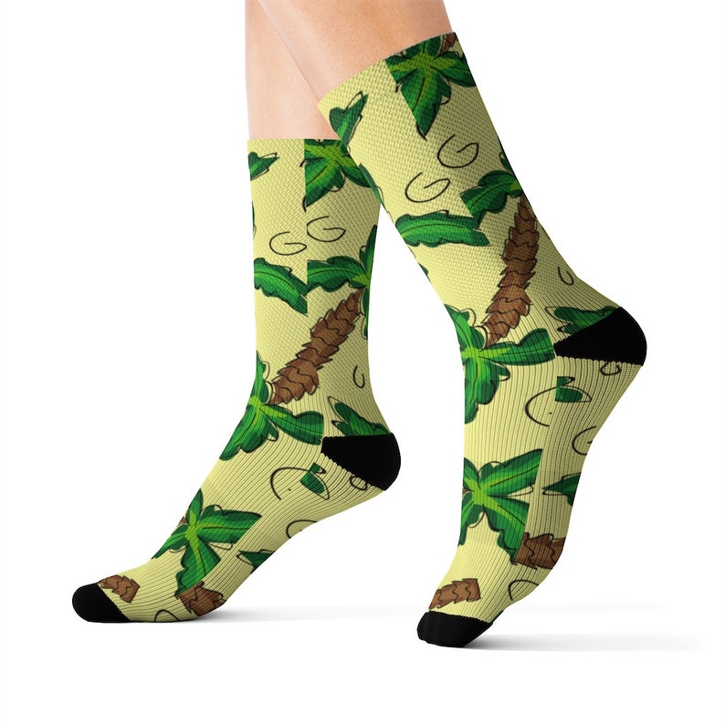Palm Tree Pattern Sublimation Socks Cute Socks Funny Socks - Etsy