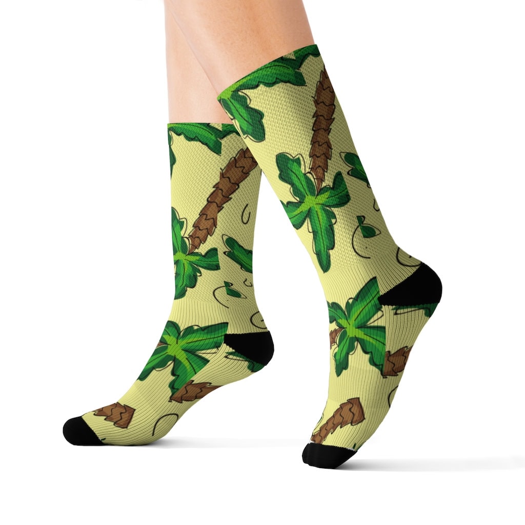 Palm Tree Pattern Sublimation Socks Cute Socks Funny Socks Perfect for ...