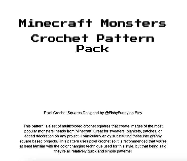 Minecraft Monsters Crochet Pattern Pack - Etsy