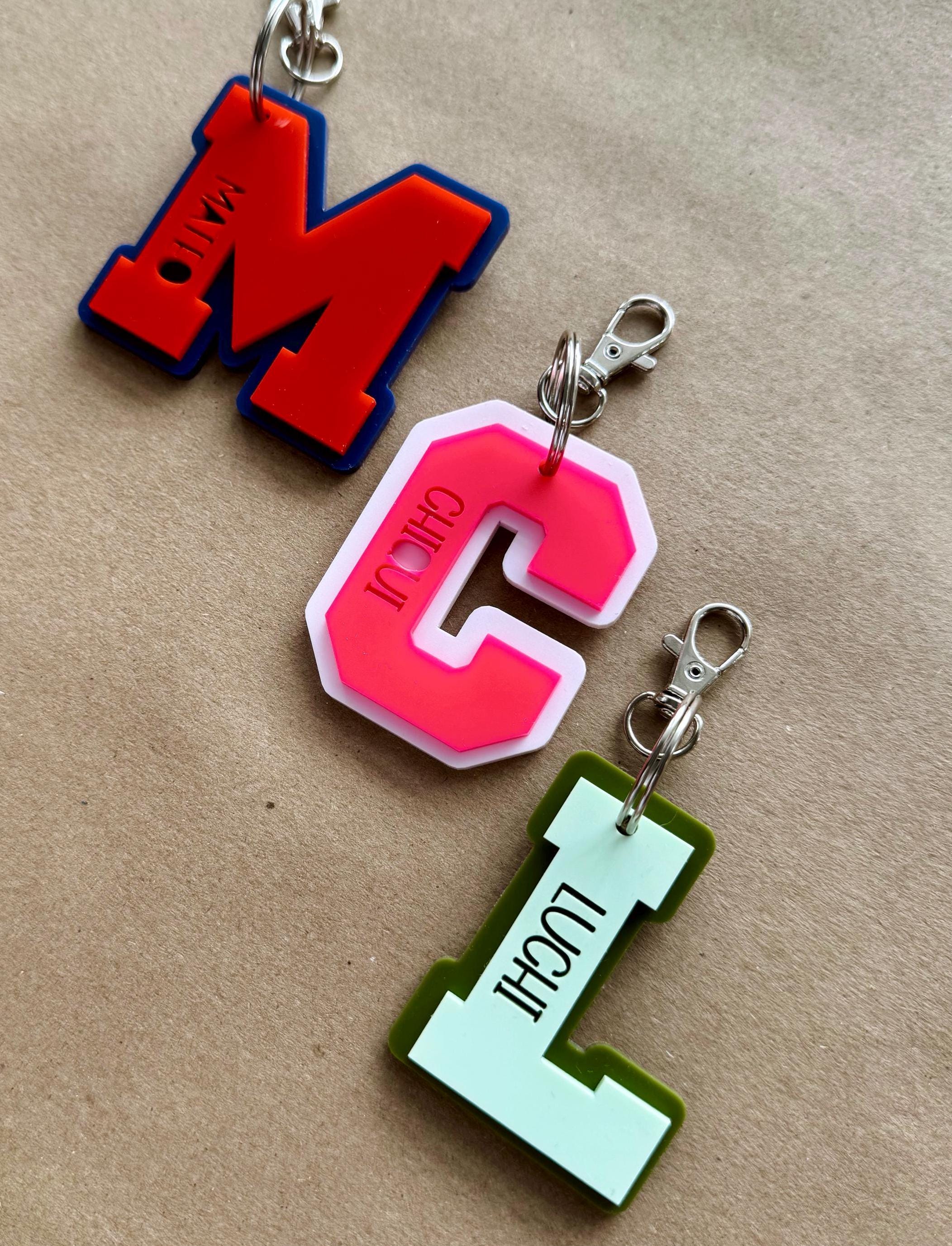 Varsity Letter Acrylic Keychain | Personalized Acrylic Keychains - Etsy