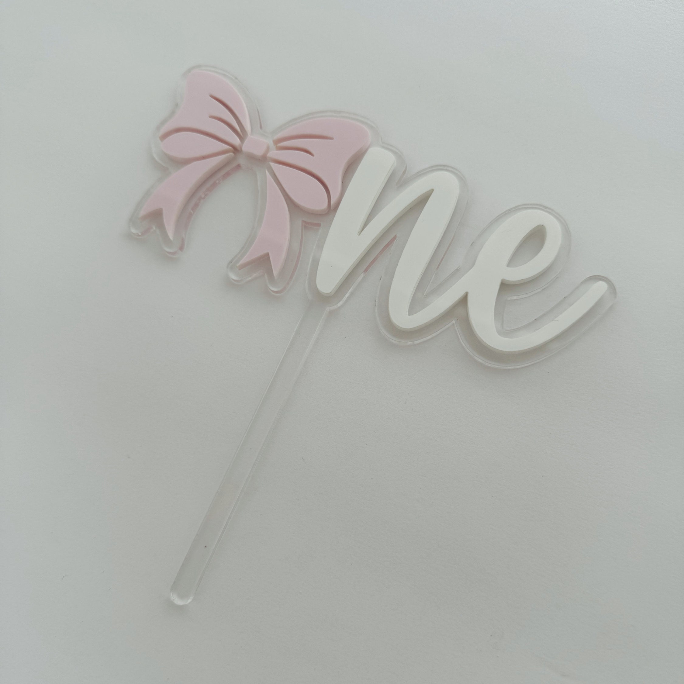 Bow One Cake Topper | Coquette Bow One Topper | Baby Girl Cake Topper ...