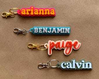 Personalized Acrylic Backpack Keychains, Backpack Name Tags, Softball Keychain. - Etsy