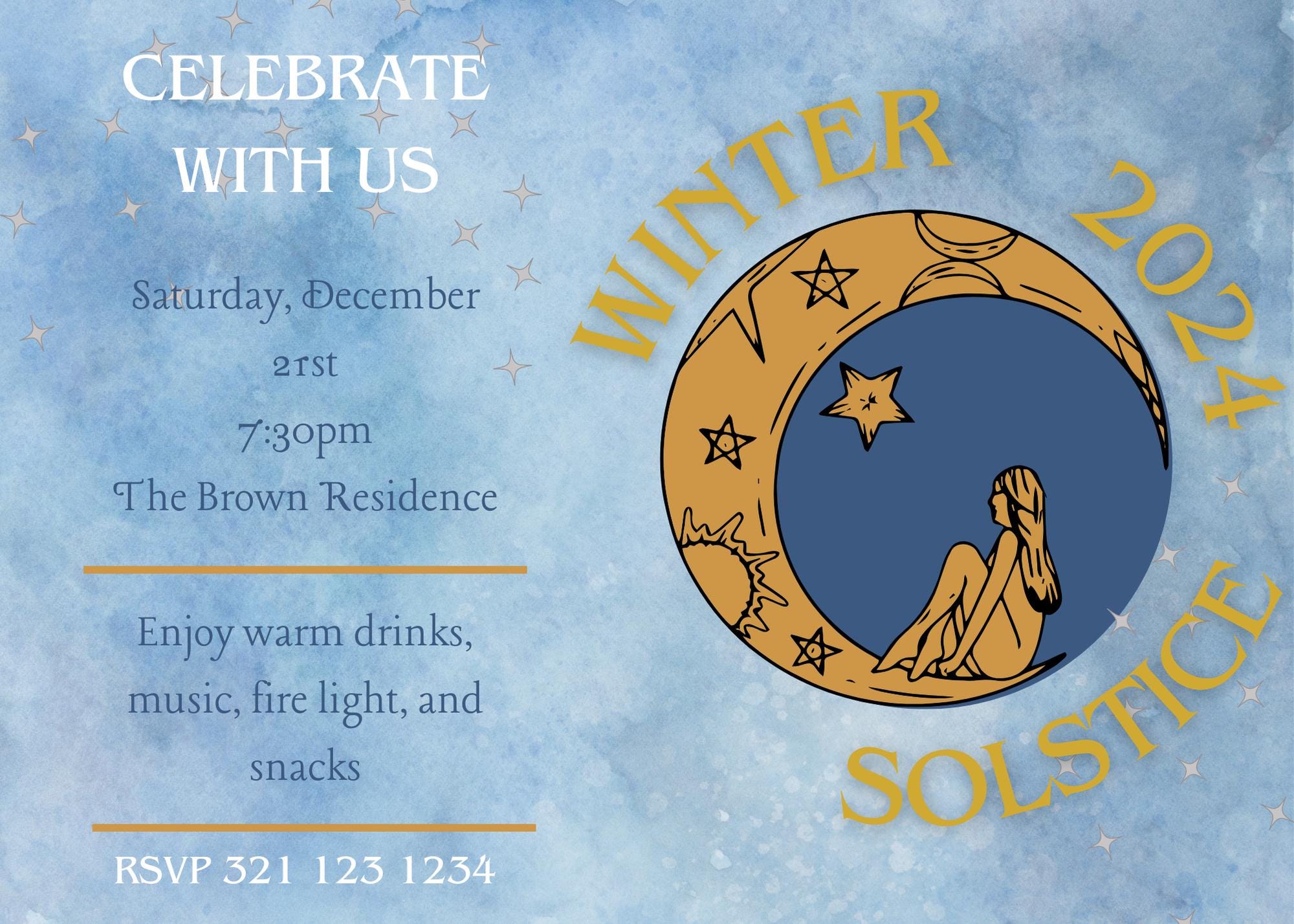 Customizable Printable Winter Solstice Celebration Invitation - Etsy