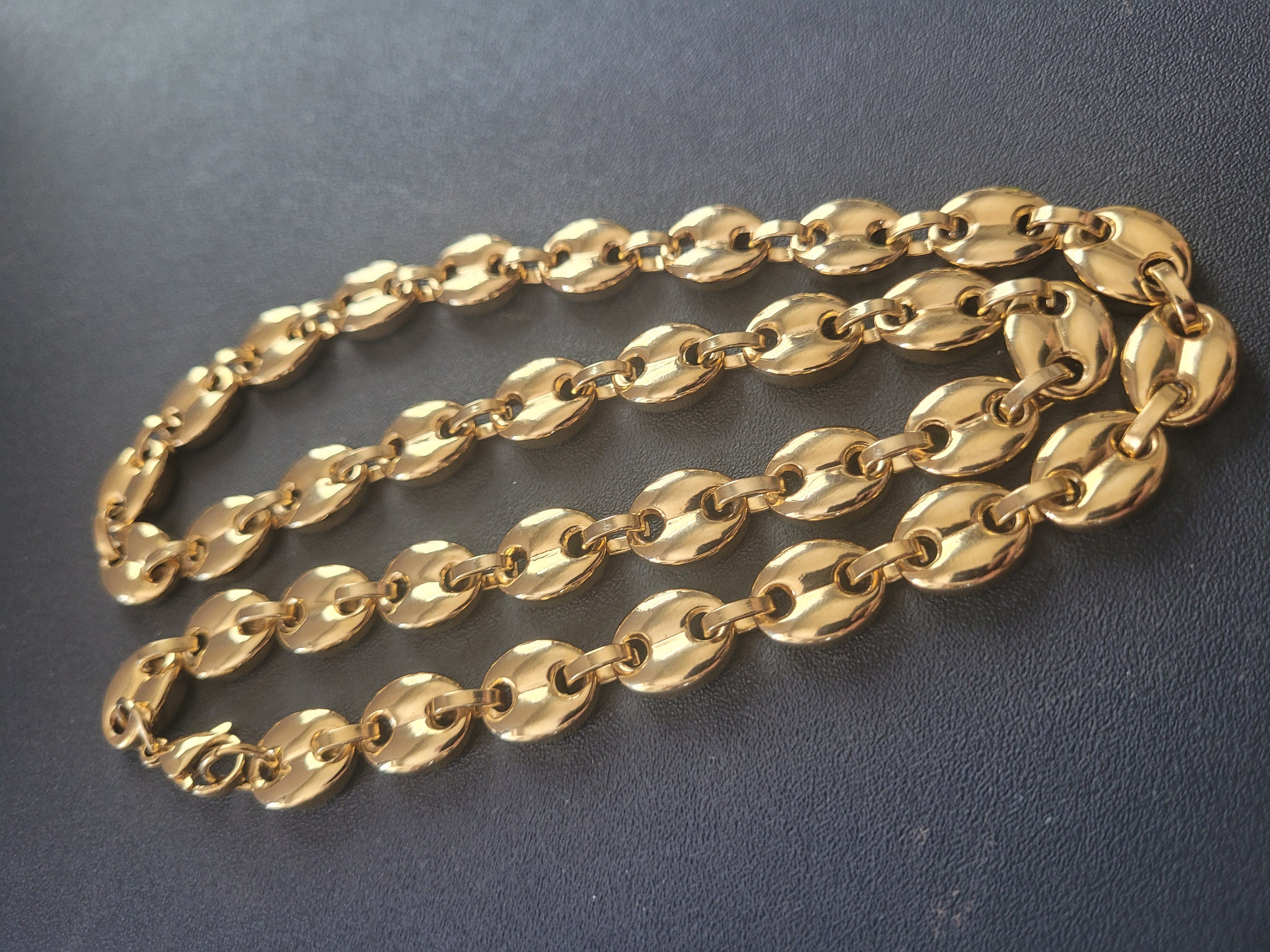 Stainless Steel, Gold Plated Coffee Bean Chain. - Etsy