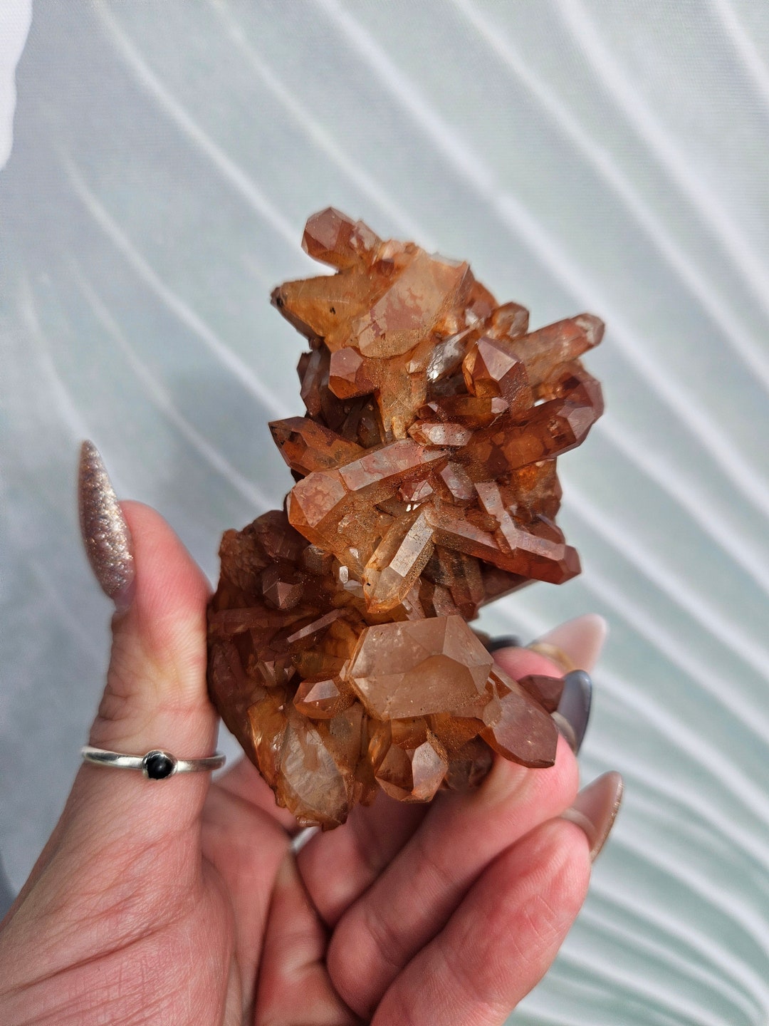 Double Terminated Tangerine Quartz, Hematoid Quartz, Red Hematoid ...