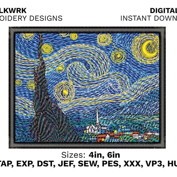 Starry Night Embroidery Designs - Etsy