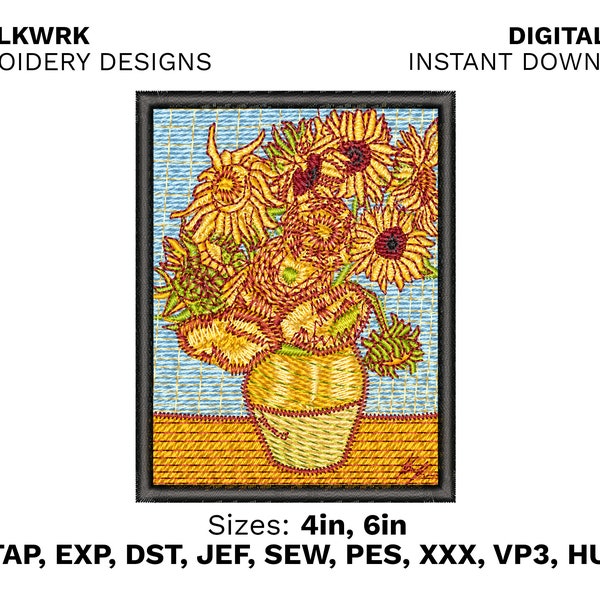Van Gogh Sunflower Embroidery - Etsy