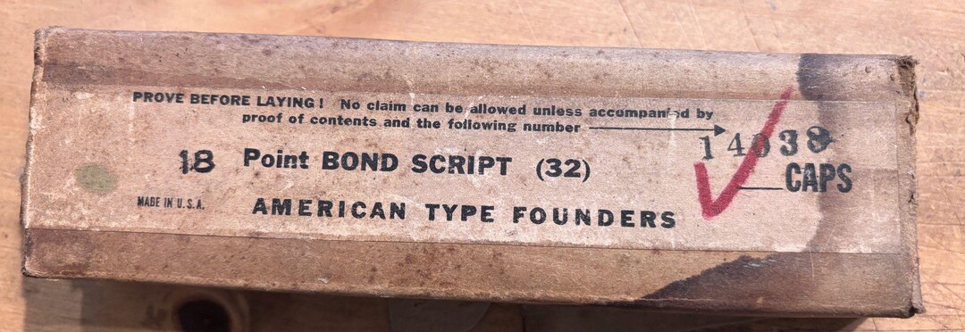 Bond Script 18 Point (ATF 32) Capitals Only for Letterpress Printing ...
