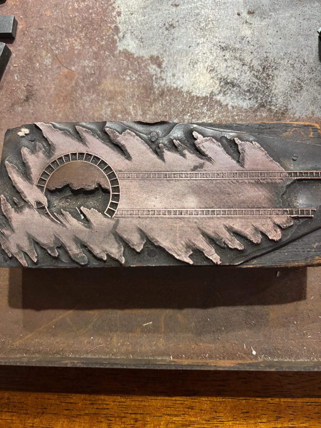 Fine Quality Copper Etching, Mounted Type-high on Wood of an Ethereal ...