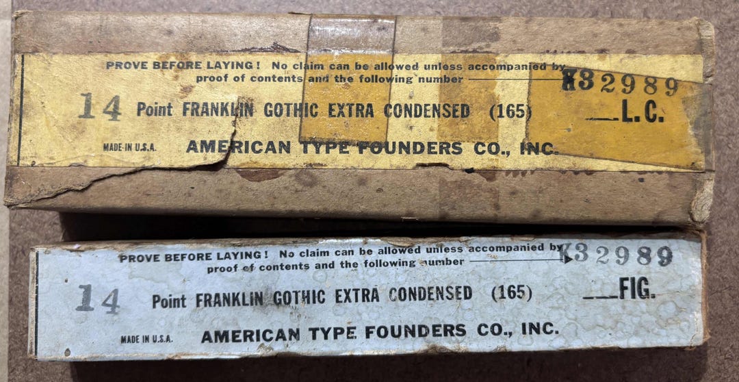 Franklin Gothic Extra Condensed 14 Point (ATF #165) Font for ...