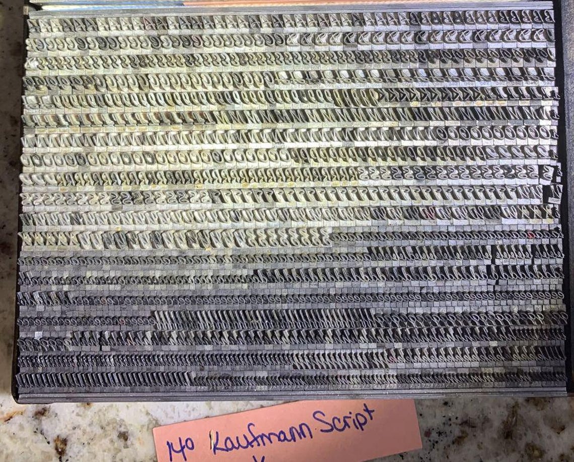 Kaufmann Script 14 Point, ATF Complete Font for Letterpress Printing - Etsy