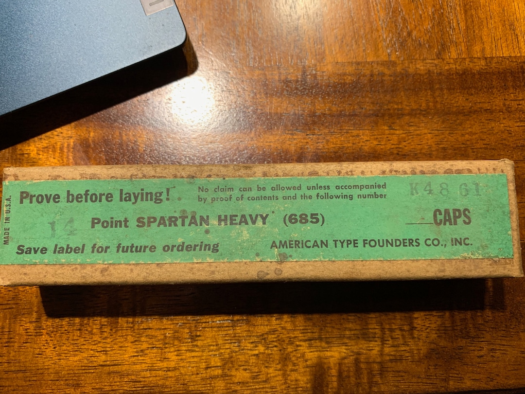 Spartan Heavy Caps Only, ATF #685, in 14 Point for Letterpress Printing ...