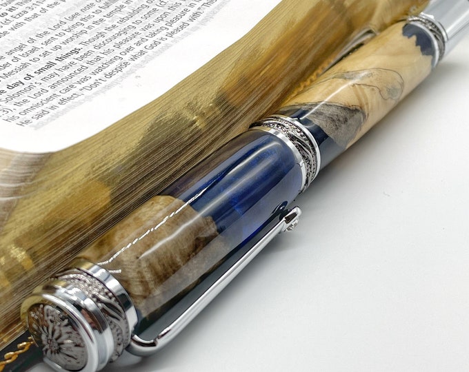 Handmade Fountain Pen, Calligraphy, Maple Burl and Resin Hybrid, Ink ...