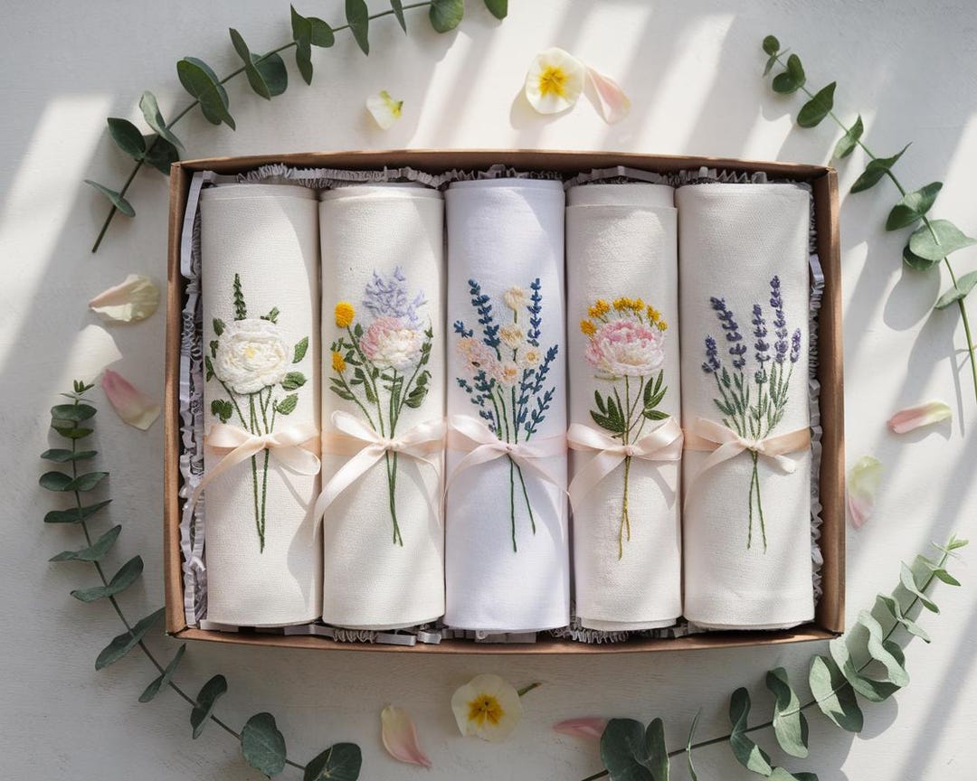 Personalized Hand Embroidered Napkins, Handmade Linen Napkins, Floral ...