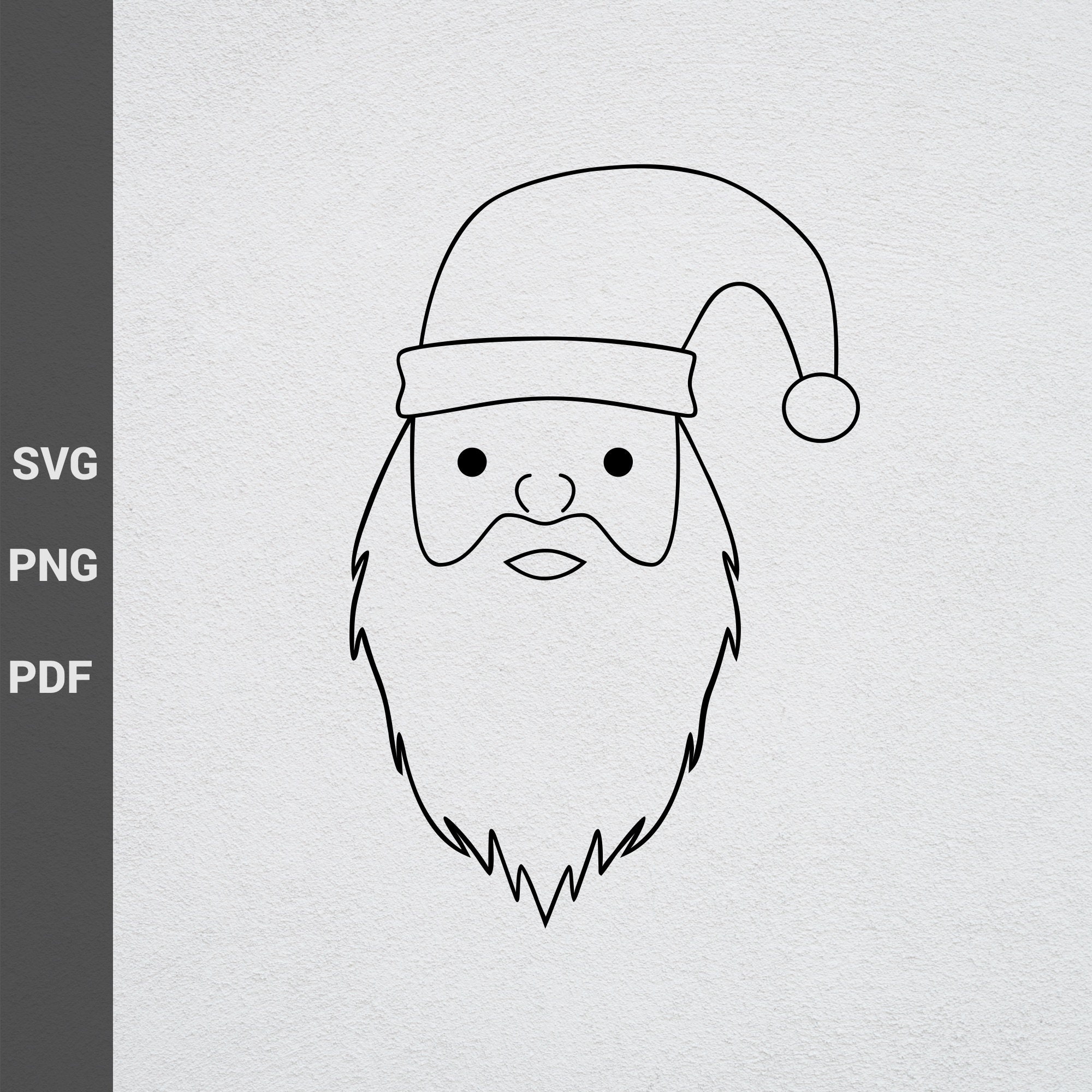 Santa Face SVG & PNG Clipart Santa Head Outline for Christmas - Etsy