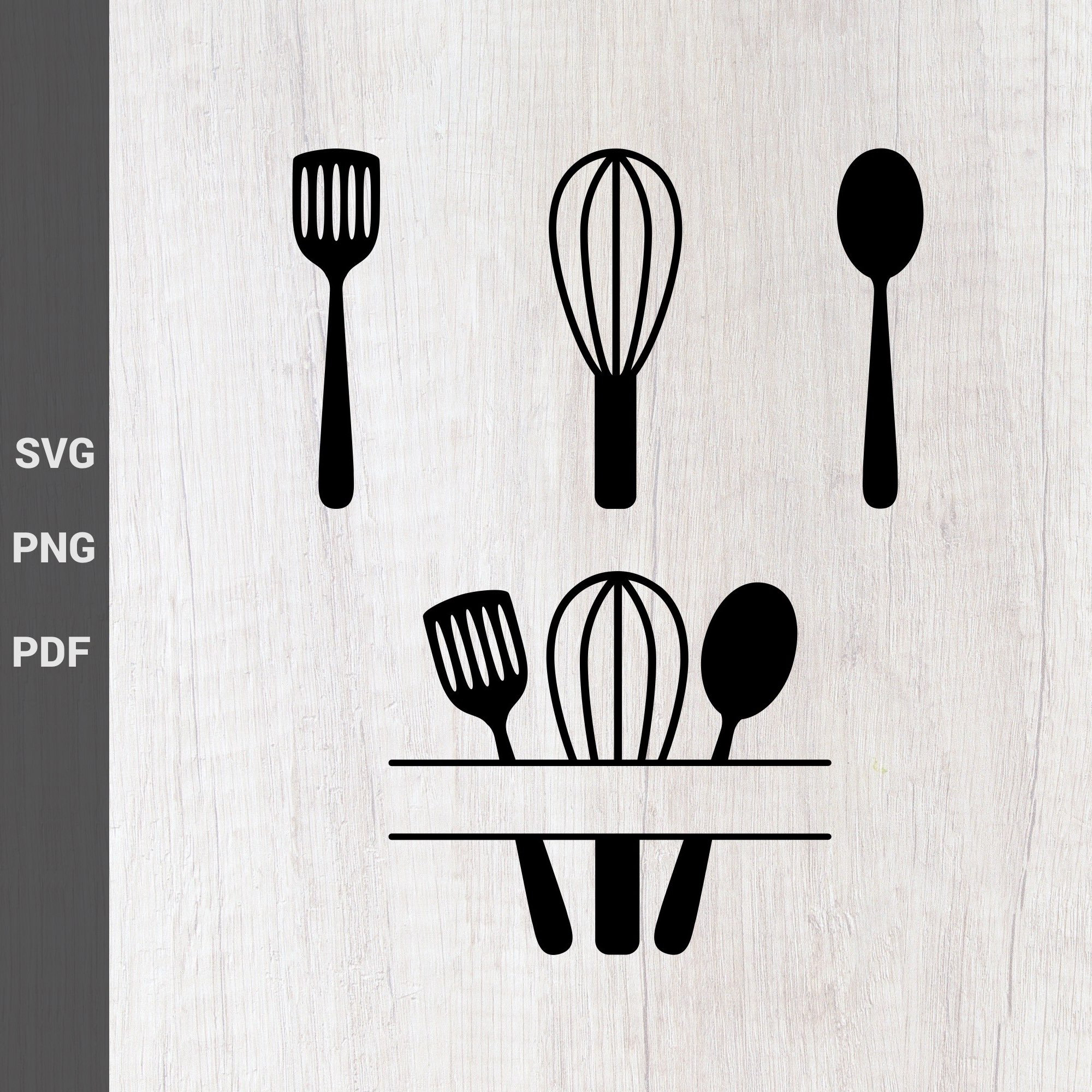 Kitchen Utensils Svg Split Frame Name Whisk Spatula Spoon For Etsy