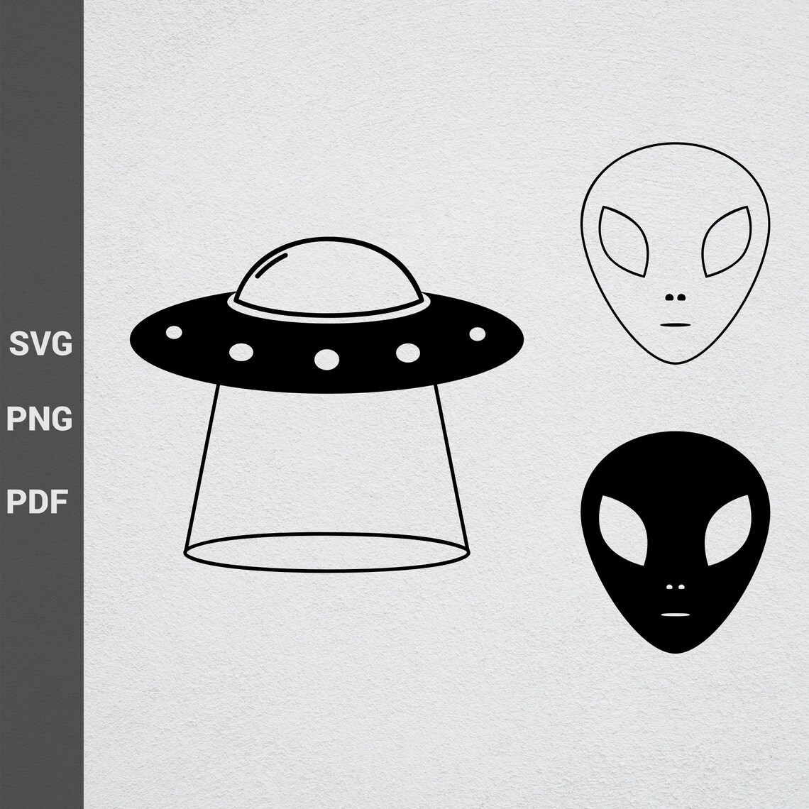 Alien SVG & Outline UFO Png Clipart Silhouette Cut File for - Etsy