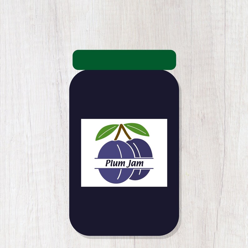Plum SVG Split Monogram Frame Name for Jam Label Recipe - Etsy