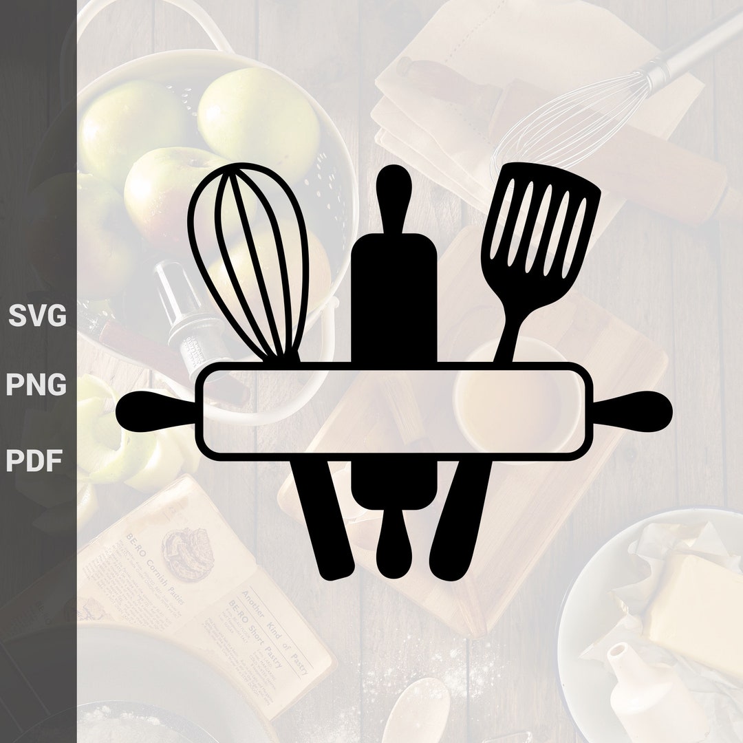 Bakery SVG, Split Baking Utensils With Whisk, Spatula and Rolling Pin ...
