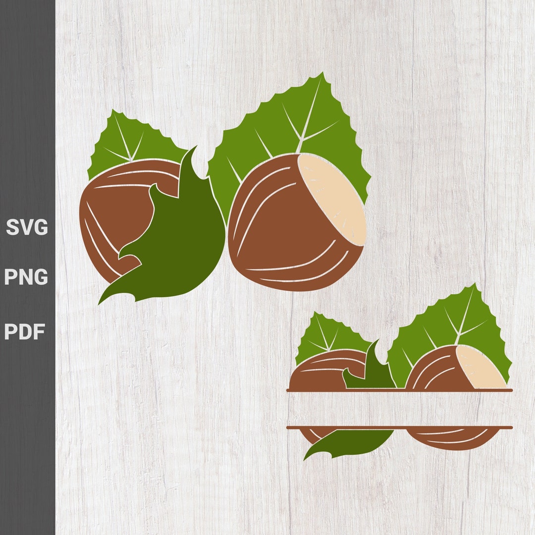 Hazelnut SVG, Hazelnuts With Green Leafs Split Monogram Frame Name for ...